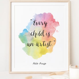 Every Child is an Artist - Pablo Picasso Quote Poster, Every Child ...