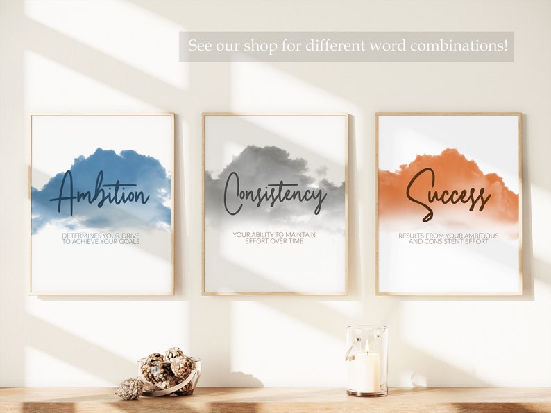 Ambition, Consistency, Success Workplace Posters Apartment Decor ...