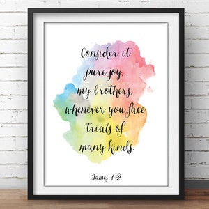 James 1:2 Bible Verse Quote "consider It Pure Joy My Brothers ...
