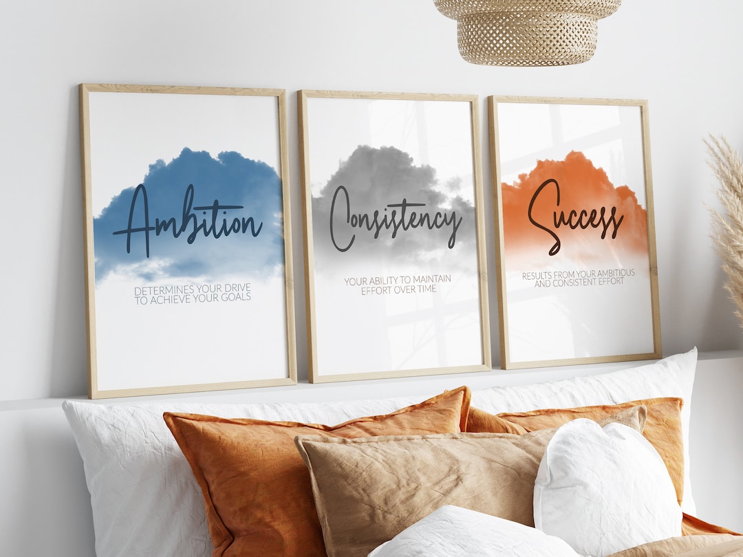 Ambition, Consistency, Success - Workplace Posters Apartment Decor ...