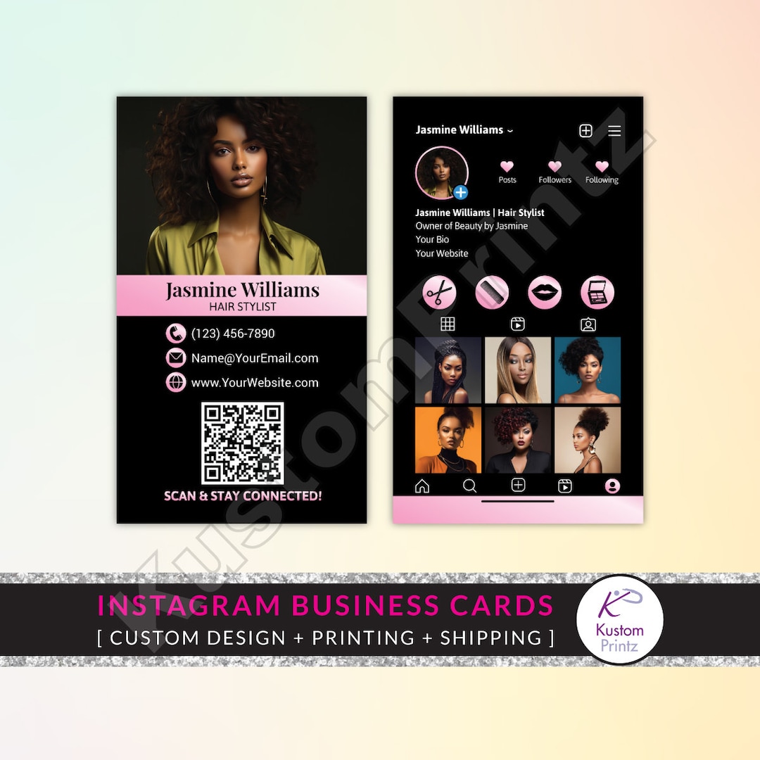 Custom Instagram Business Cards, IG Business Cards, Professional ...