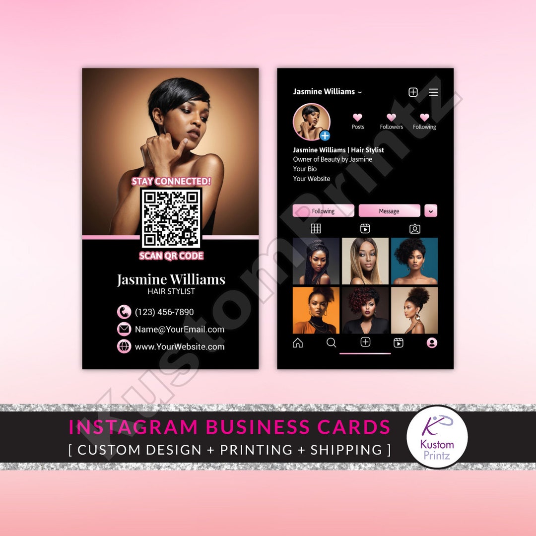Custom Instagram Business Cards, IG Business Cards, Professional ...