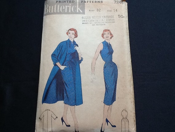 Butterick pattern 7246. Vintage 1956 misses' sleeveless | Etsy