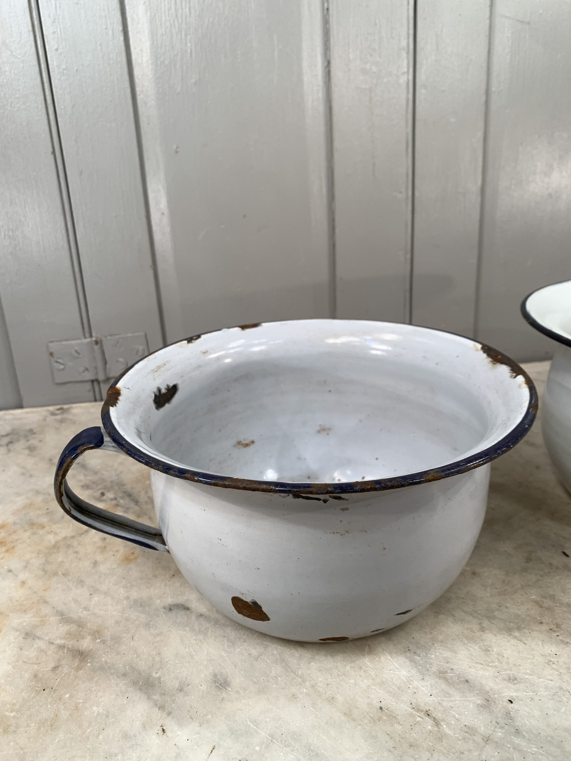 Couple antique vintage shabby enamel potty potties pots or | Etsy