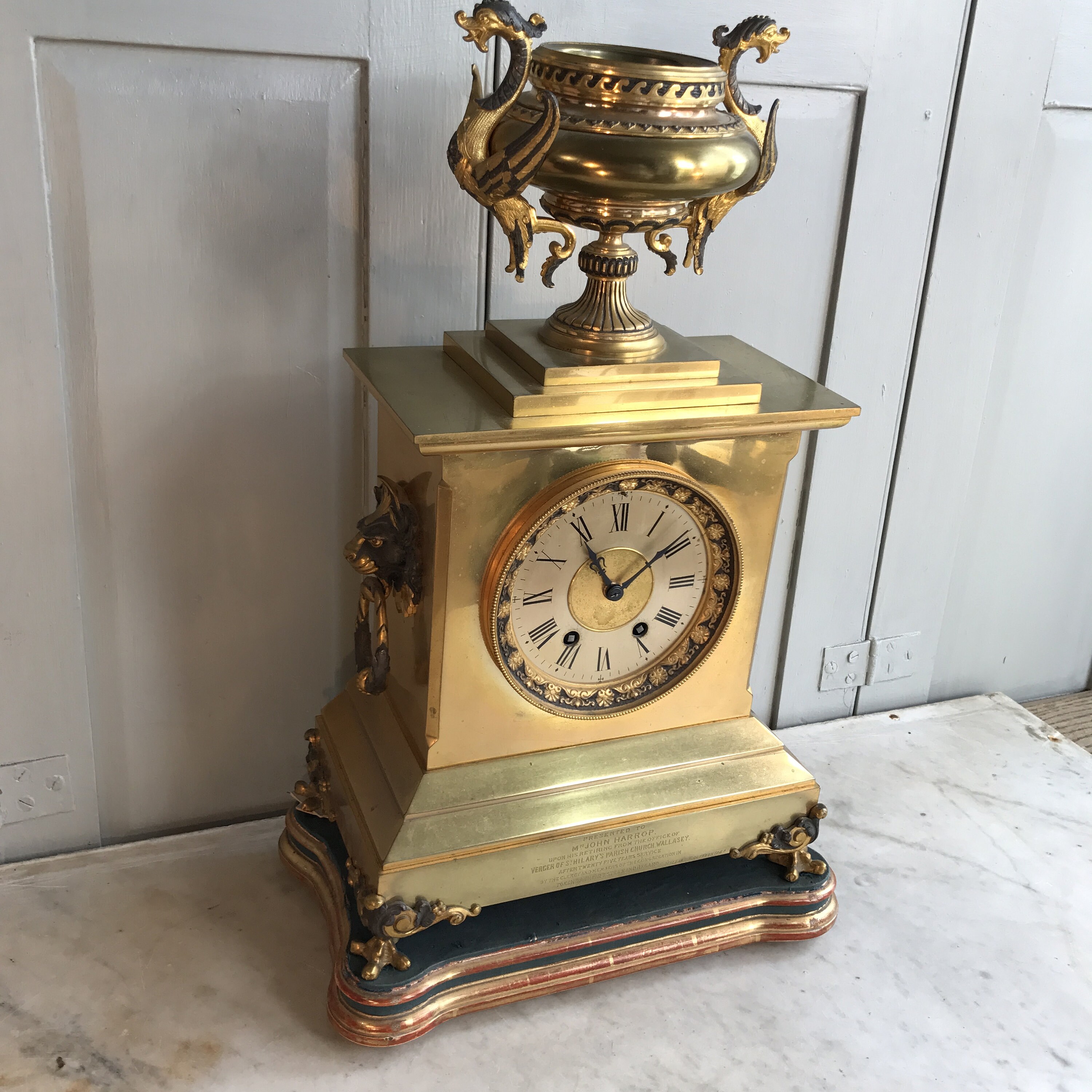 Antique Bronze Decorative Mantel Clock on Gilt Stand by HP & | Etsy
