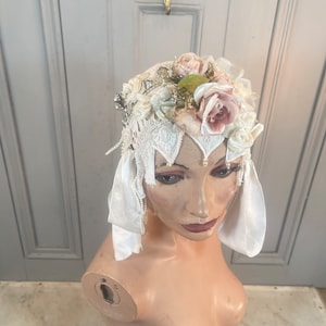 Antique Handmade Lace Bonnet With Beading and Floral Detail Size S/M - Etsy