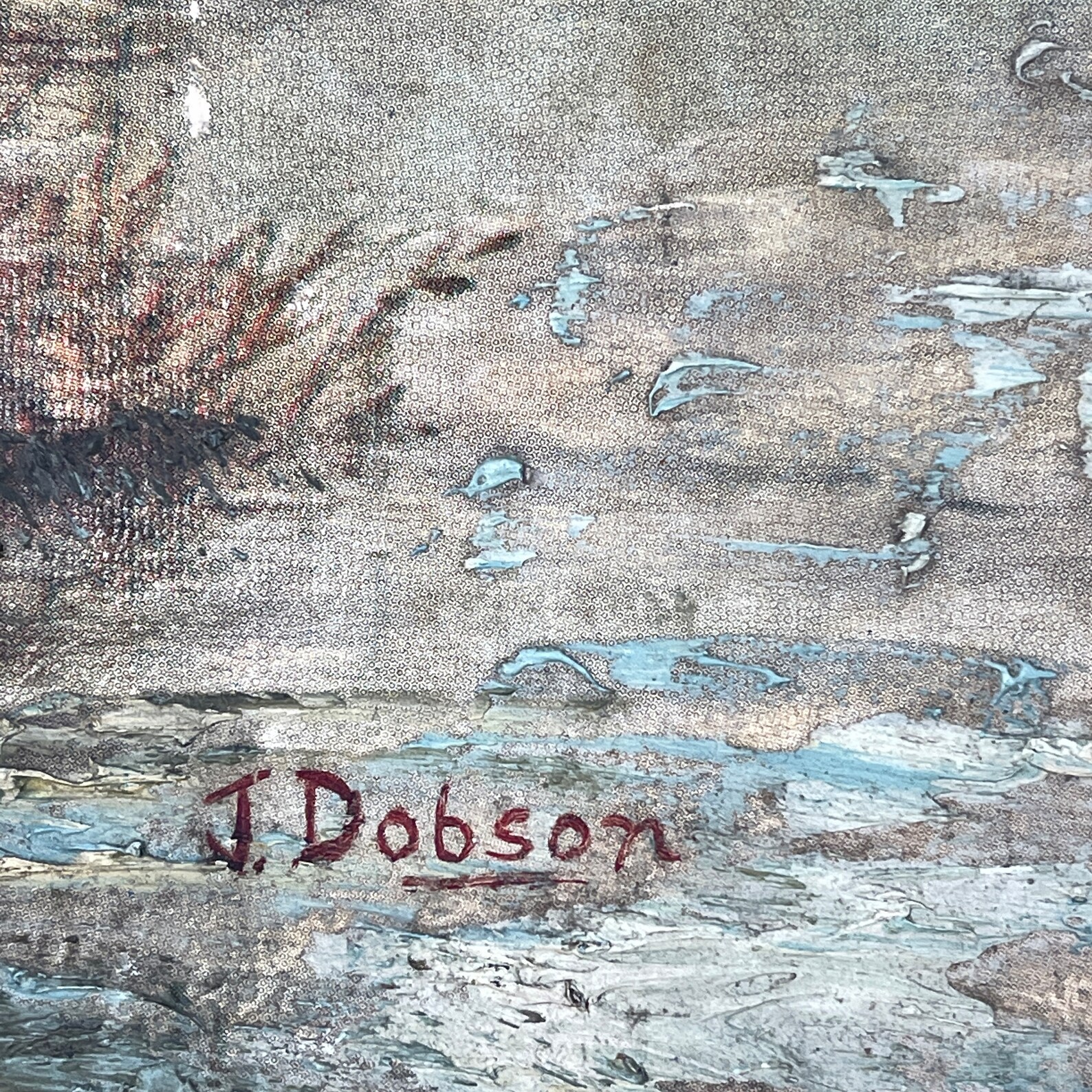 Antique River Landscape Oil Painting of Children Fishing Signed J ...