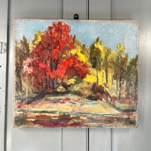 Vintage Impressionist Oil Painting of Trees Near Piedmont, Quebec ...