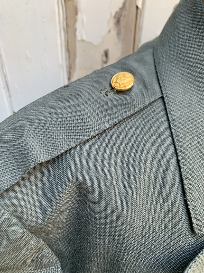 Vintage Military Mens Army Green Wool Blend Uniform Jacket Coat Size ...