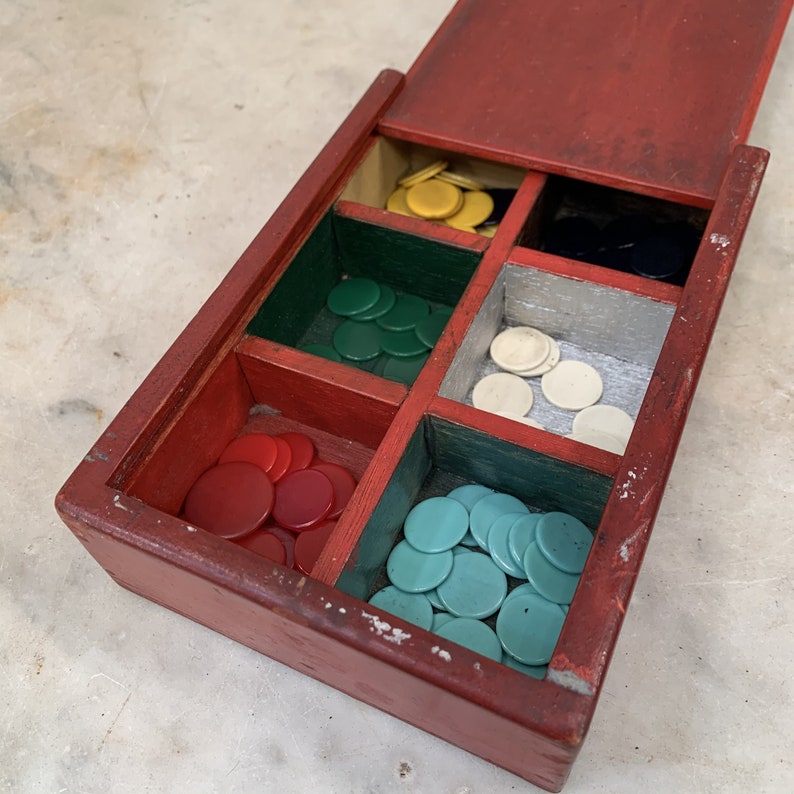 Antique Vintage Box of Gaming Counters | Etsy