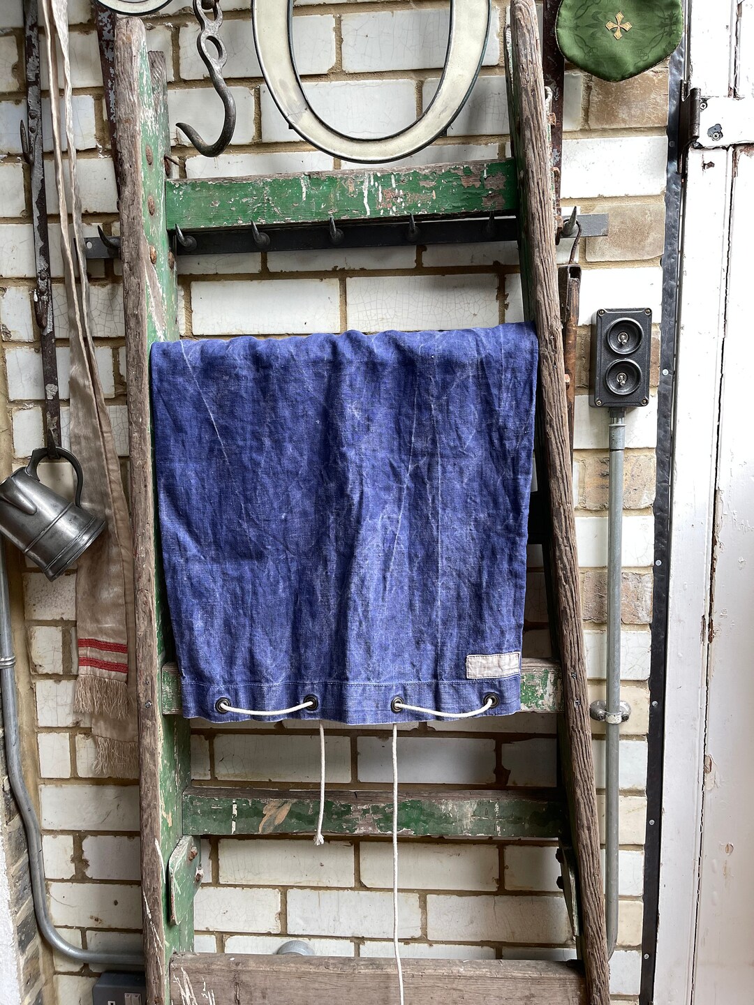 Antique French Indigo Blue Linen Kit Bag Sack - Etsy