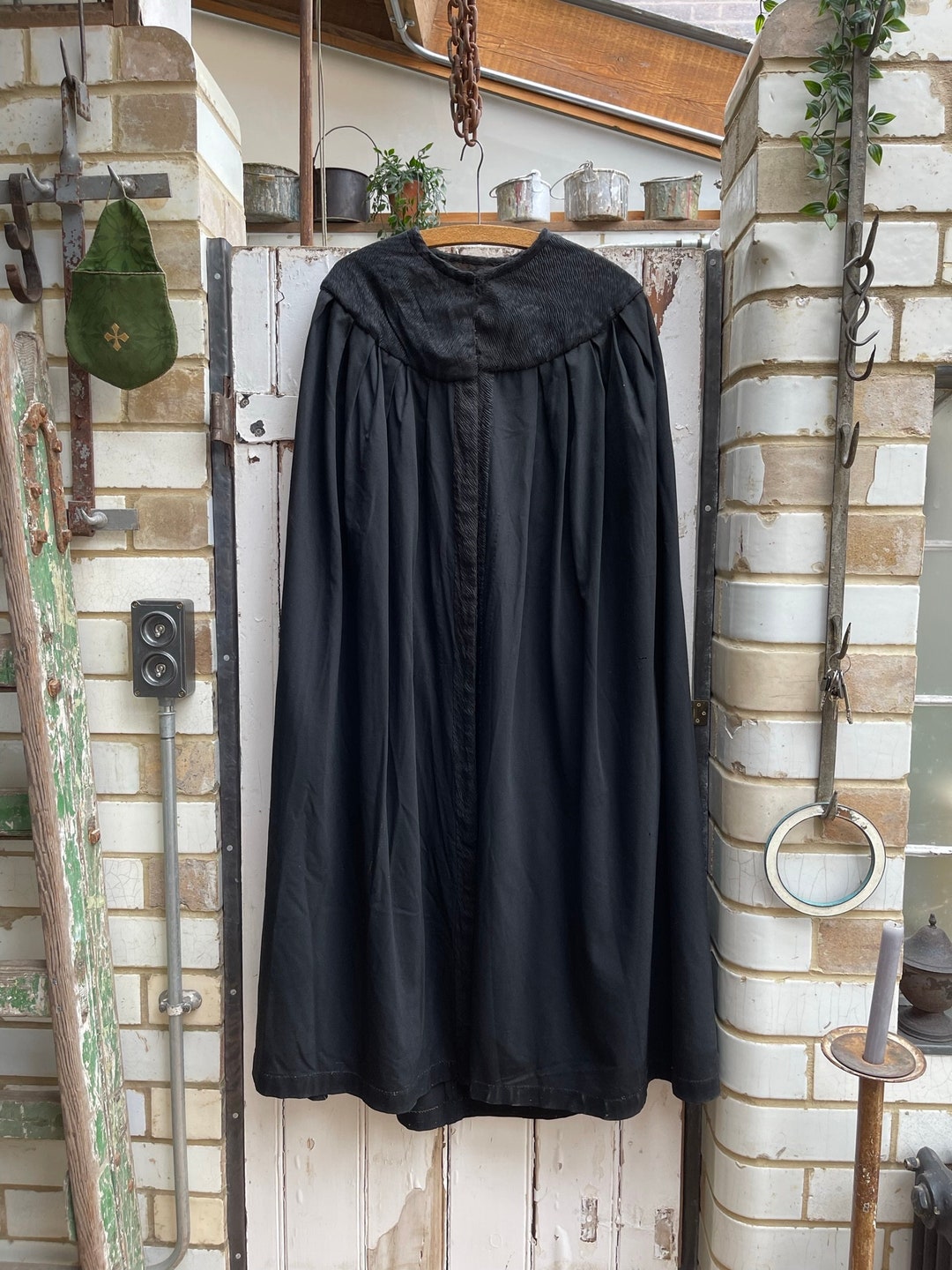 Antique Dutch Handmade Long Black Wool Cape Cloak With Silk Collar No 2 ...