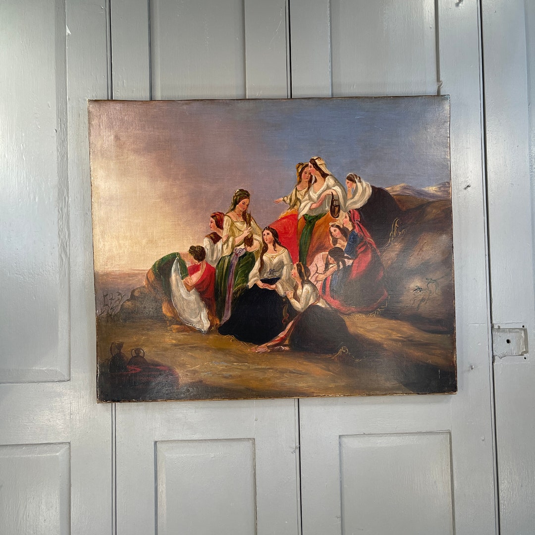 Antique Victorian Oil Painting Study of the Bewailing of Jephthah's ...