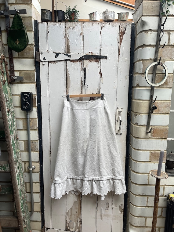 Antique French White Cotton Pique Marcella Skirt With Brushed - Etsy