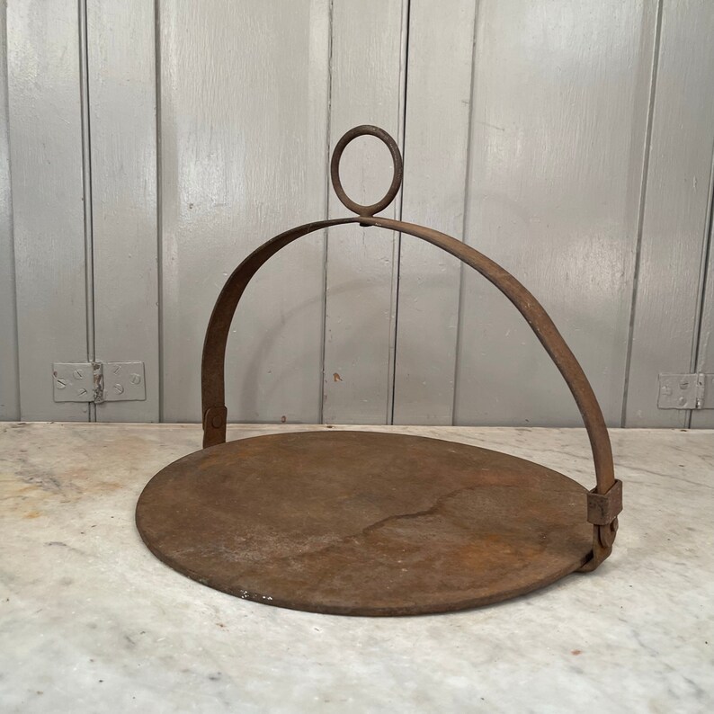 Large Antique Scottish 19th Century Hanging Cast Iron Griddle Plate or ...