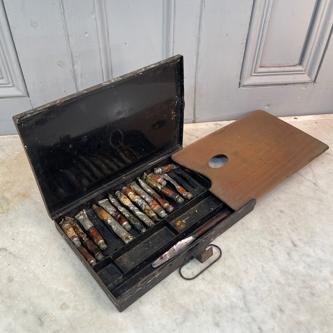 Antique Toleware Artists Metal Paintbox Paint Tin - Etsy