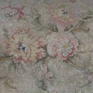 Antique Victorian Footstool With Wool Cross Stitch Top - Etsy