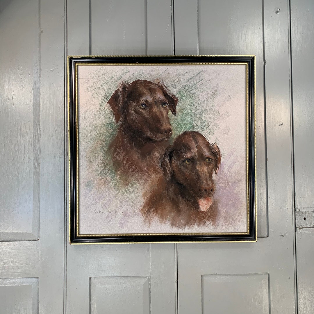 Vintage Pastel Portrait of Dogs Signed Rita Busby - Etsy