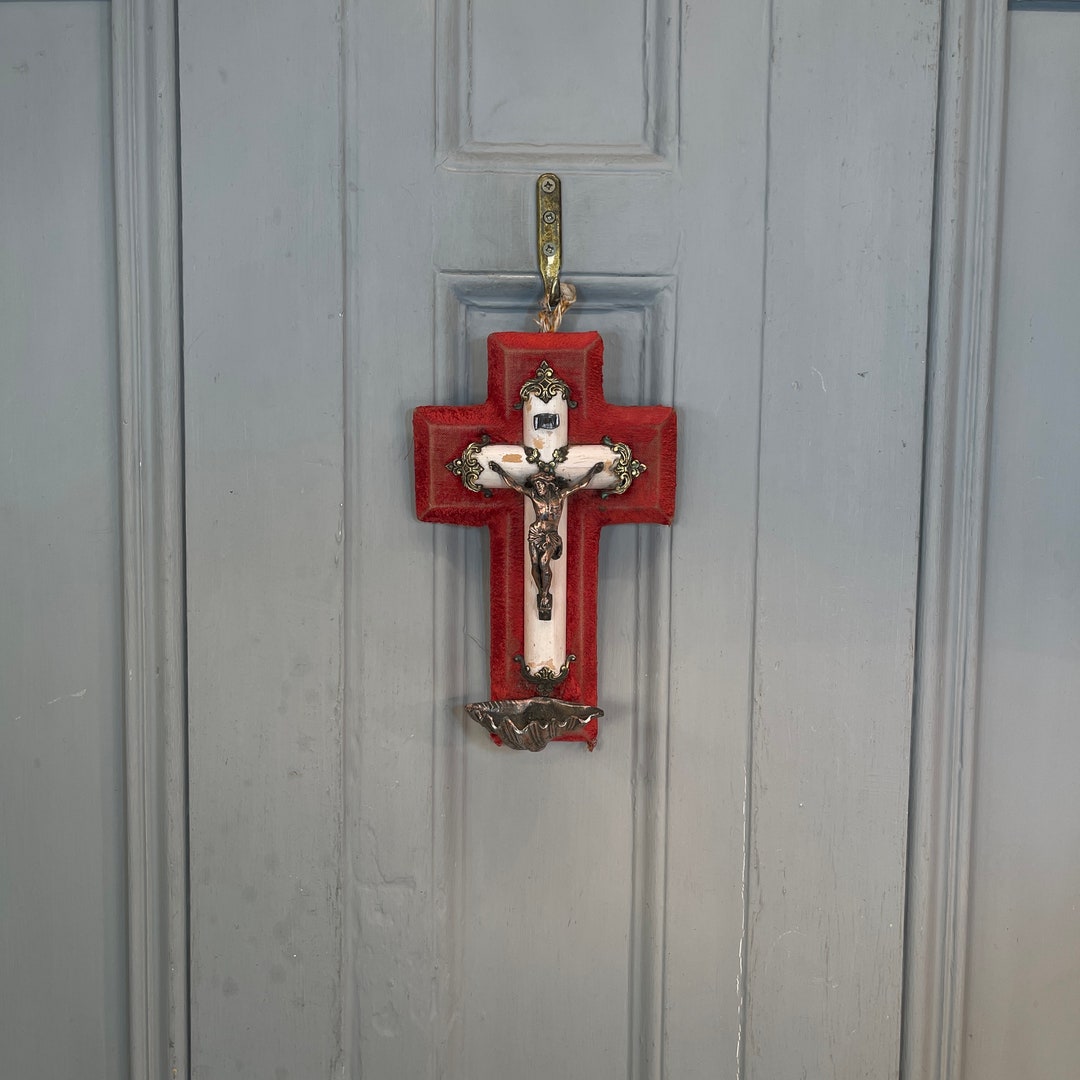 Antique French Gothic Red Velvet Crucifix (no 2) - Etsy UK