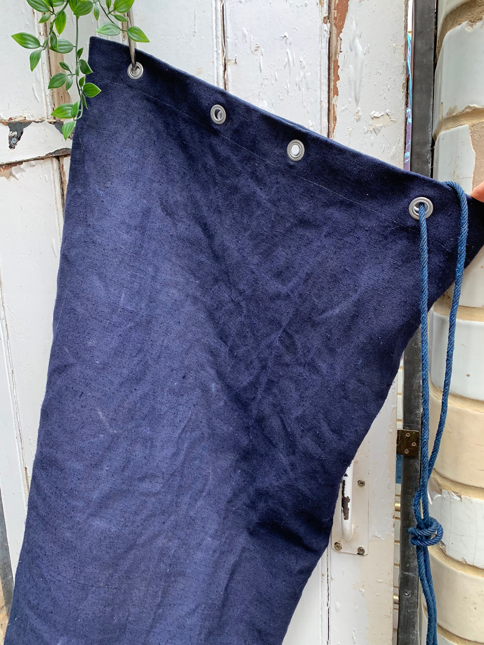 Antique Vintage French Navy Blue Linen Kit Bag Sack - Etsy UK