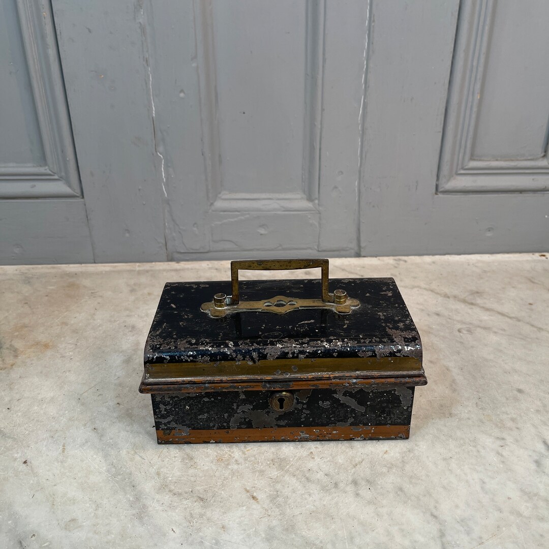 Antique Victorian Toleware Cash Tin or Box With Divided Interior - Etsy