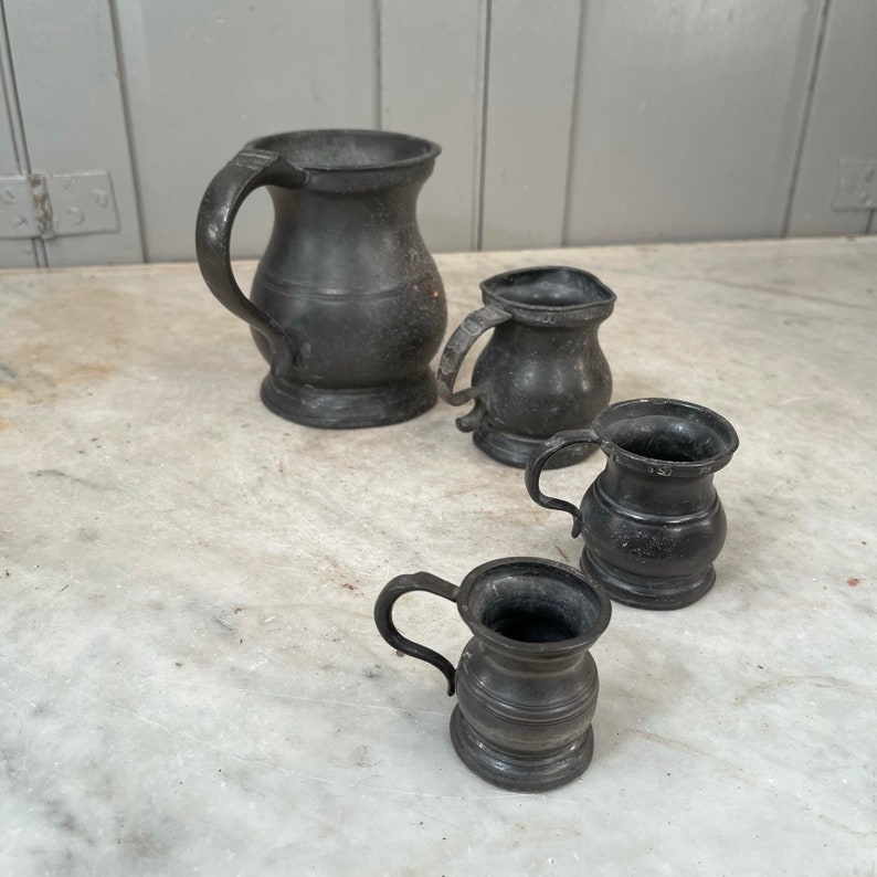 Non Matching Set of 4 Antique Pewter Tankards Measures - Etsy