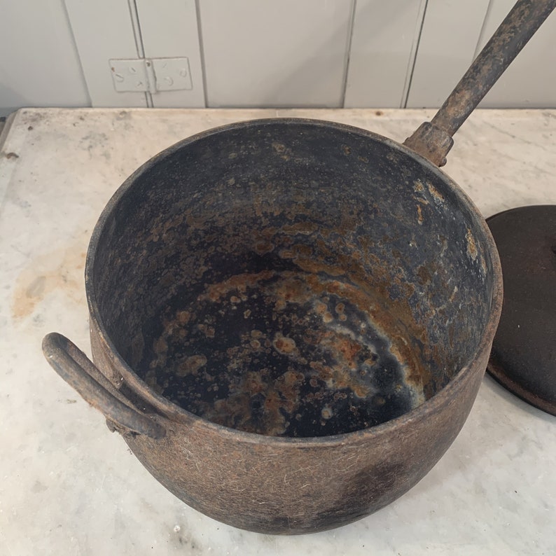 Antique large 2 gallon cast iron saucepan gypsy pot | Etsy