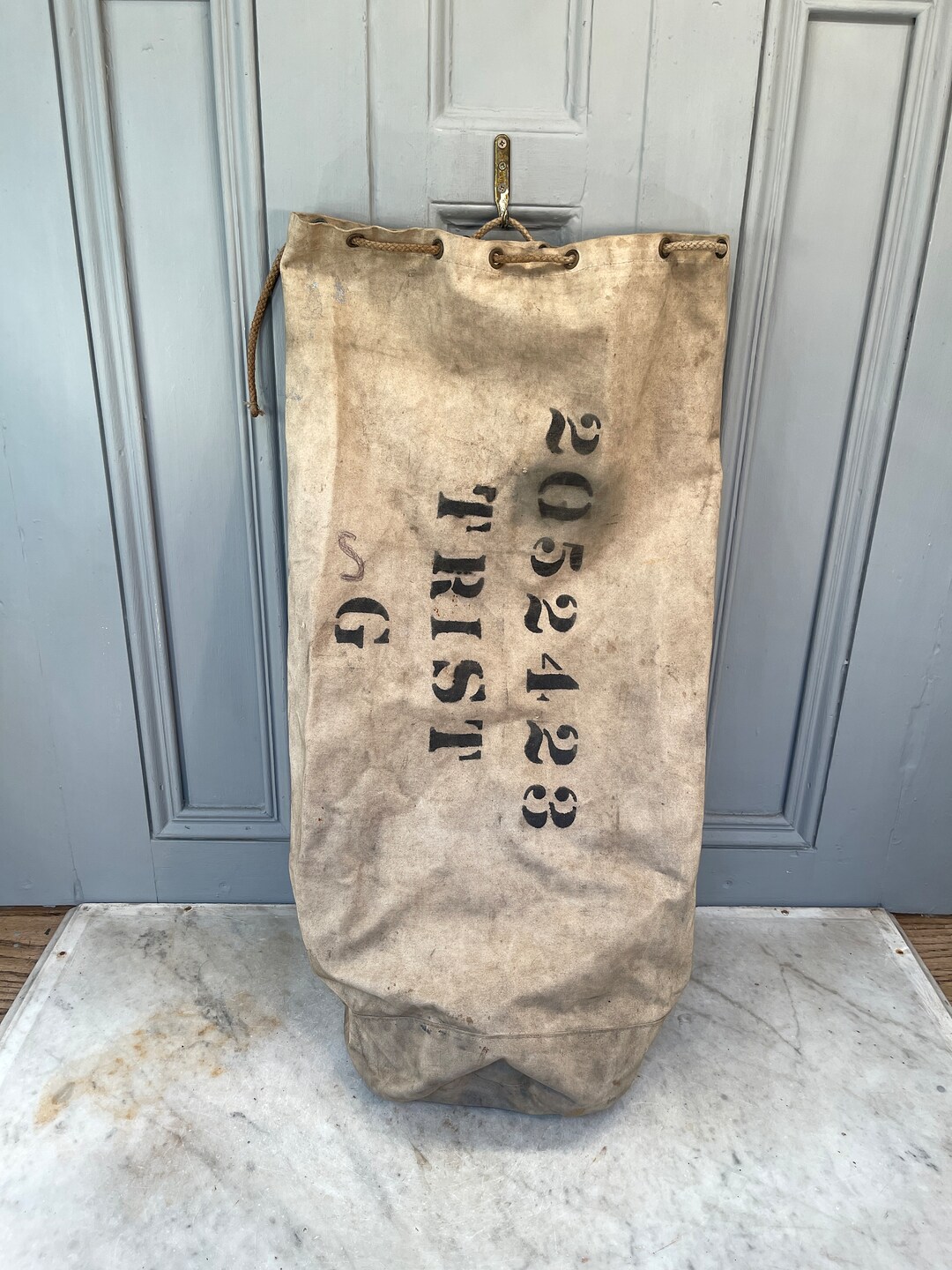 Antique Beige Military Canvas Kit Bag Knapsack Sack With Eyelets and ...