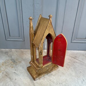 Antique French Religious Gothic Style Glazed Icon Display Case With ...