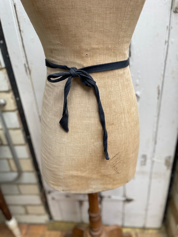 Antique Dutch handmade black cotton waist pocket bag - Gem