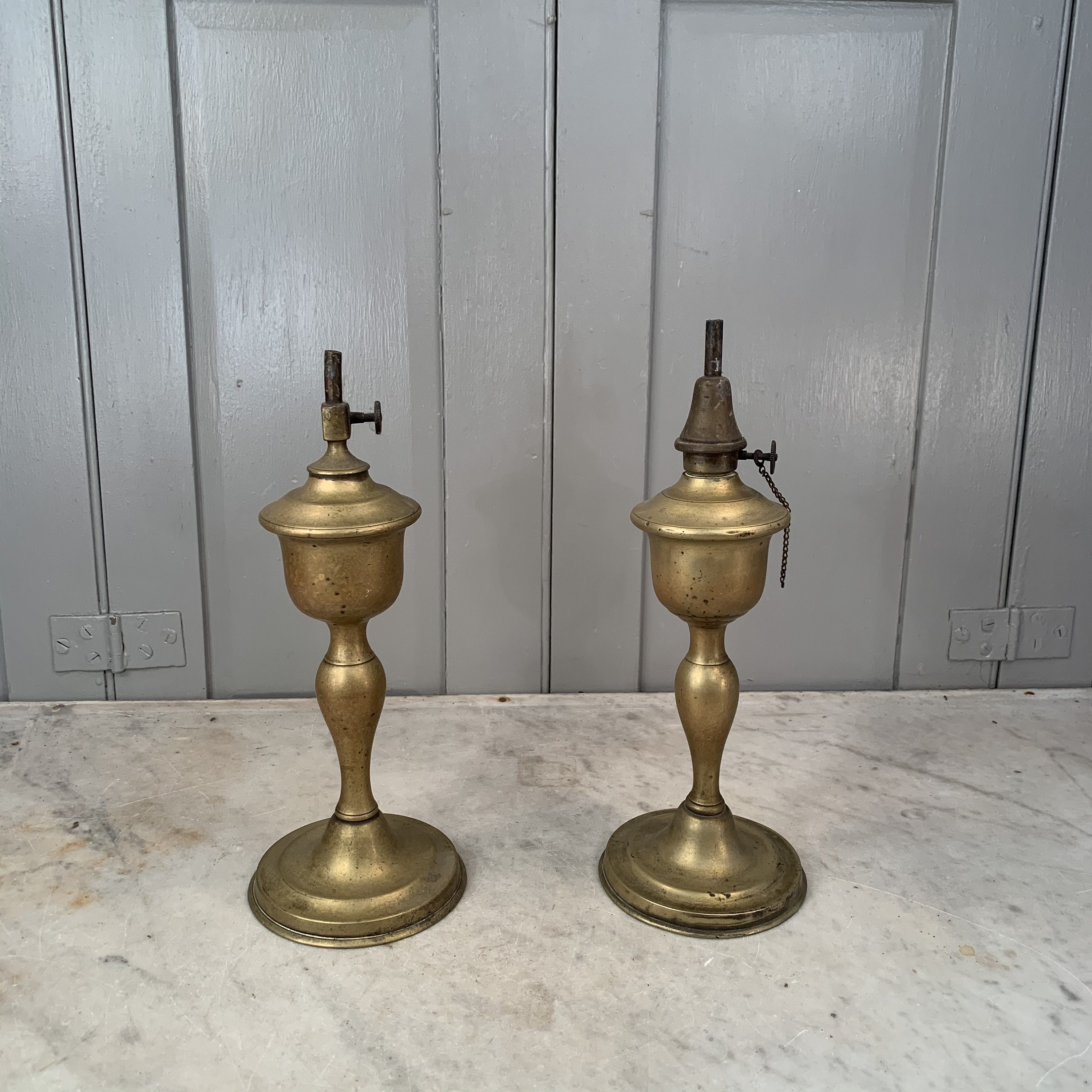 Couple of Antique French Brass Paraffin Lamps - Display Only - Etsy