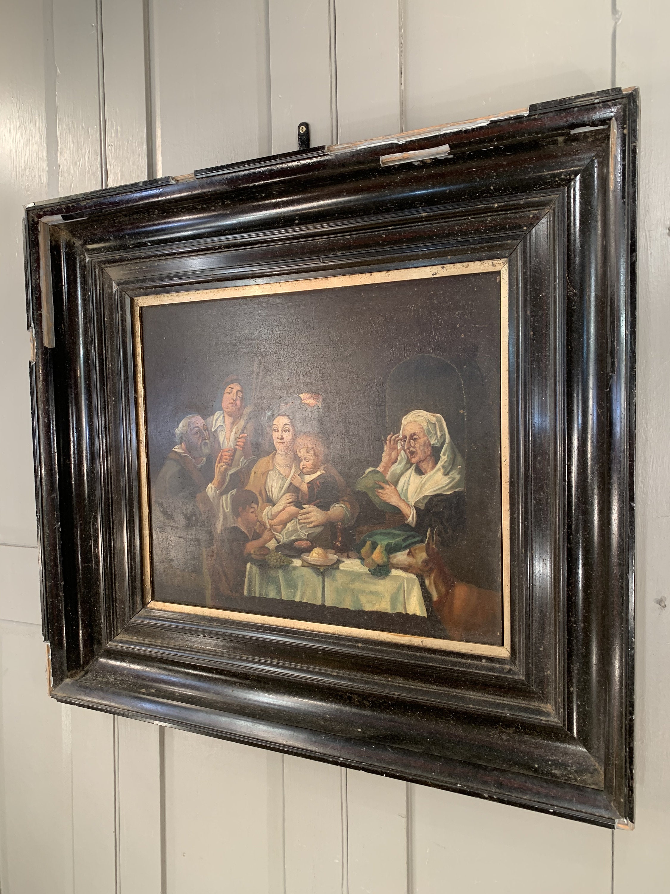 Antique Dutch Jewish oil painting study of a household making | Etsy