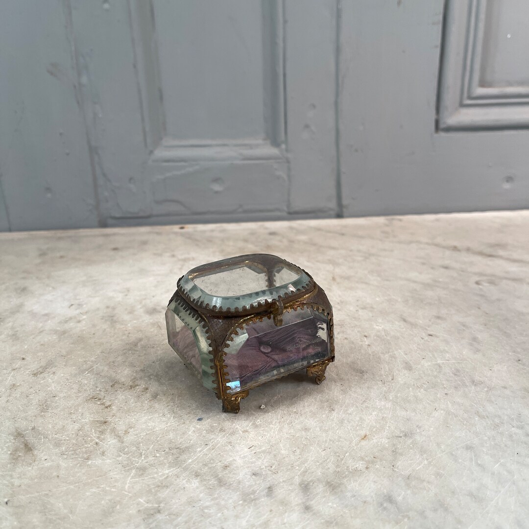 Antique French Bevelled Cut Glass Jewellery Ring Vitrine Box Case - Etsy UK