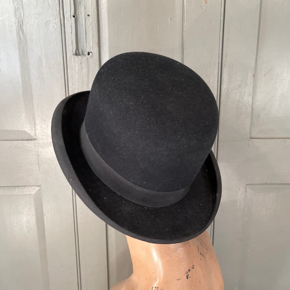 Antique French Black Bowler Hat Au Sphinx - Size 56 w… - Gem