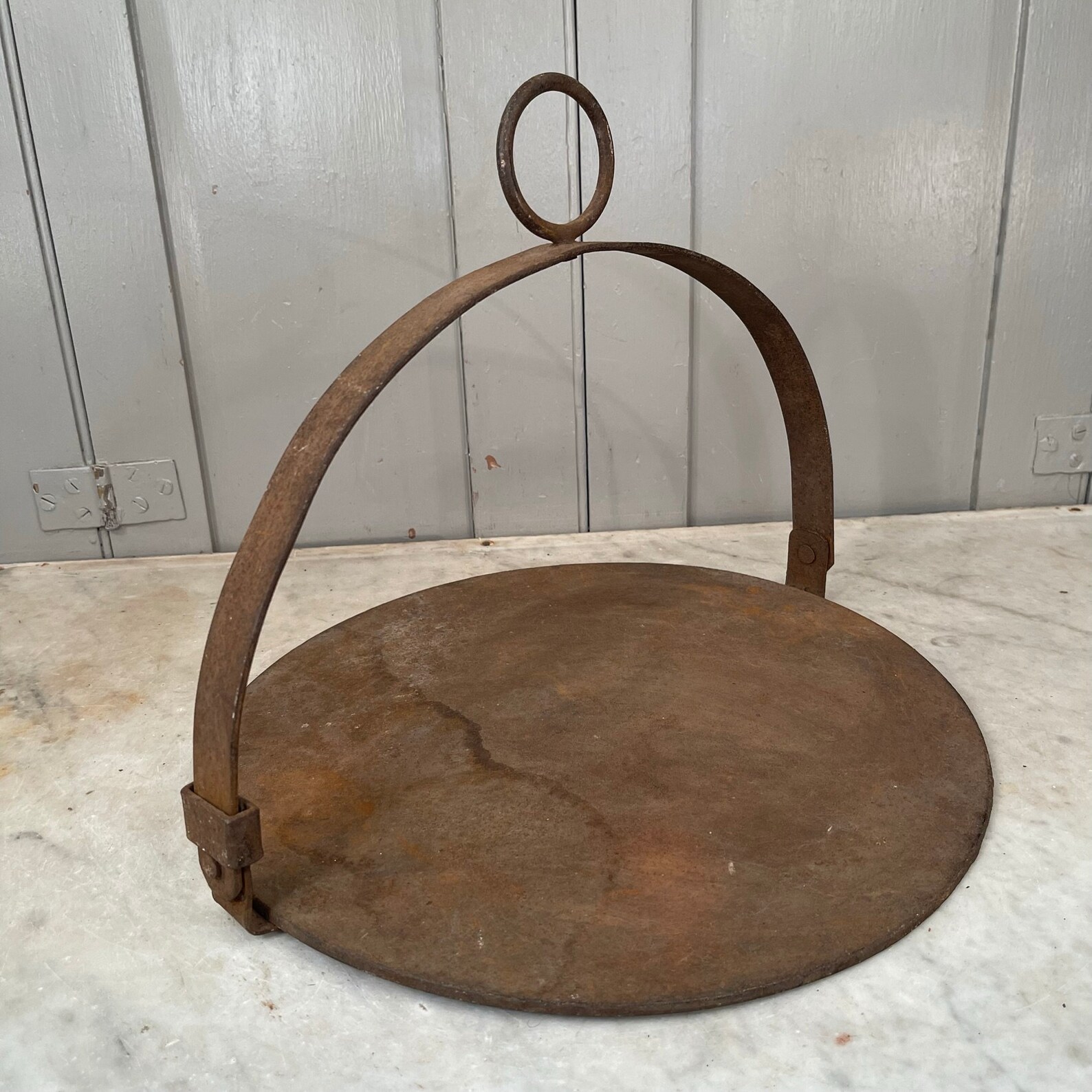 Large Antique Scottish 19th Century Hanging Cast Iron Griddle Plate or ...