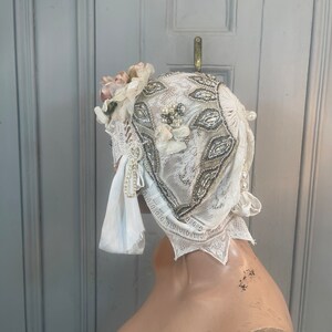 Antique Handmade Lace Bonnet With Beading and Floral Detail Size S/M - Etsy
