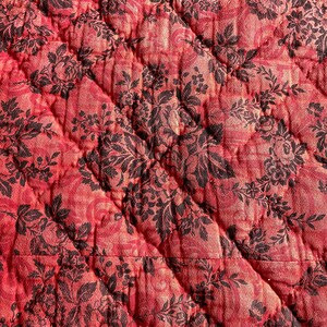 Large Antique French Red Black Floral Cotton Large Double Quilt ...