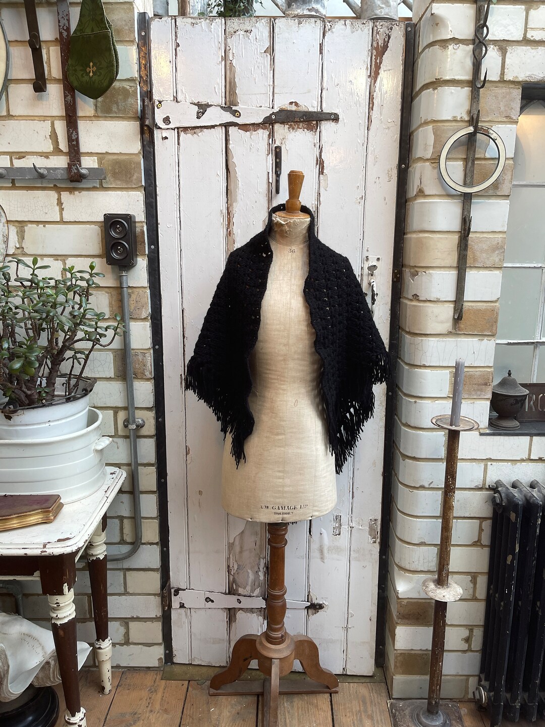 Antique Dutch Black Crochet Wool Shawl Scarf Wrap With Fringe (no 2) - Etsy