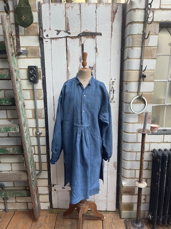 Antique French linen shirt farmers shirt artist smock… - Gem Antique French linen shirt farmers shirt artist smock… - Gem