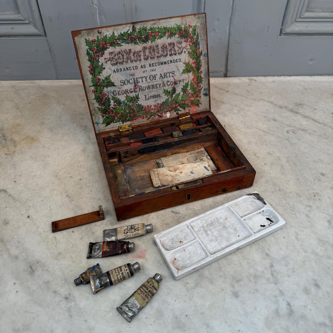 Small Antique Artists Wooden Paintbox Box of Colors by George Rowney - Etsy