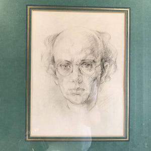 Original Vintage Pencil Drawing Self Portrait of Peter Wardle - Etsy