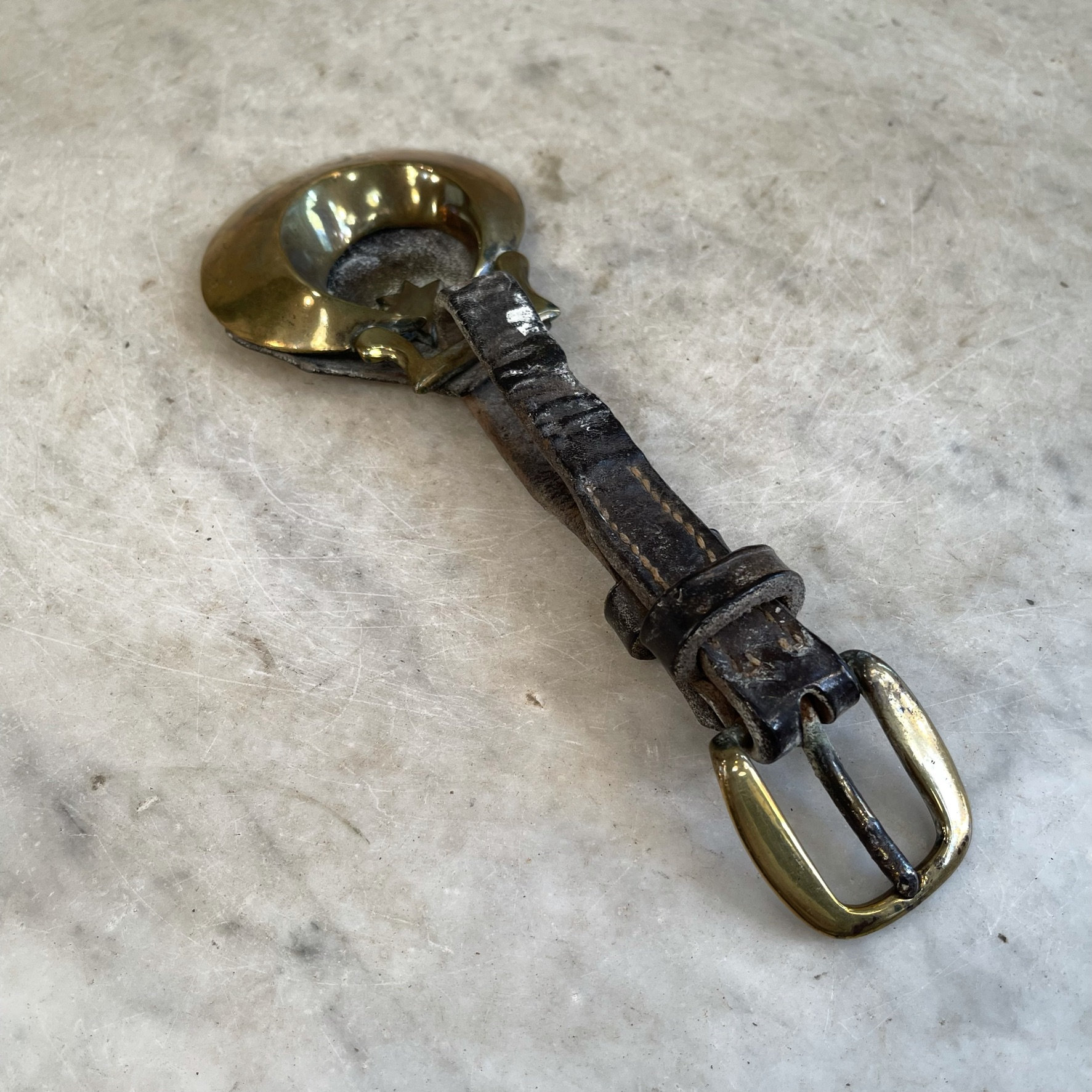 Antique Victorian shire horse brass on leather strap | Etsy