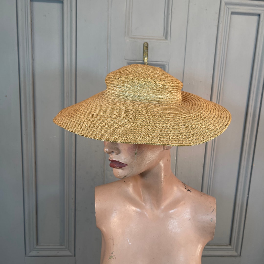 Antique Girls Handmade Straw Hat Boater Size S - Etsy