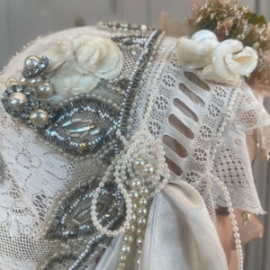 Antique Handmade Lace Bonnet With Beading and Floral Detail Size S/M - Etsy