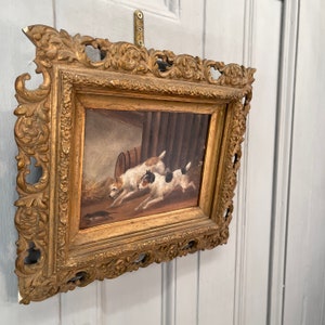Antique Victorian Oil Painting Study of Two Terriers Chasing a Rat (1 ...