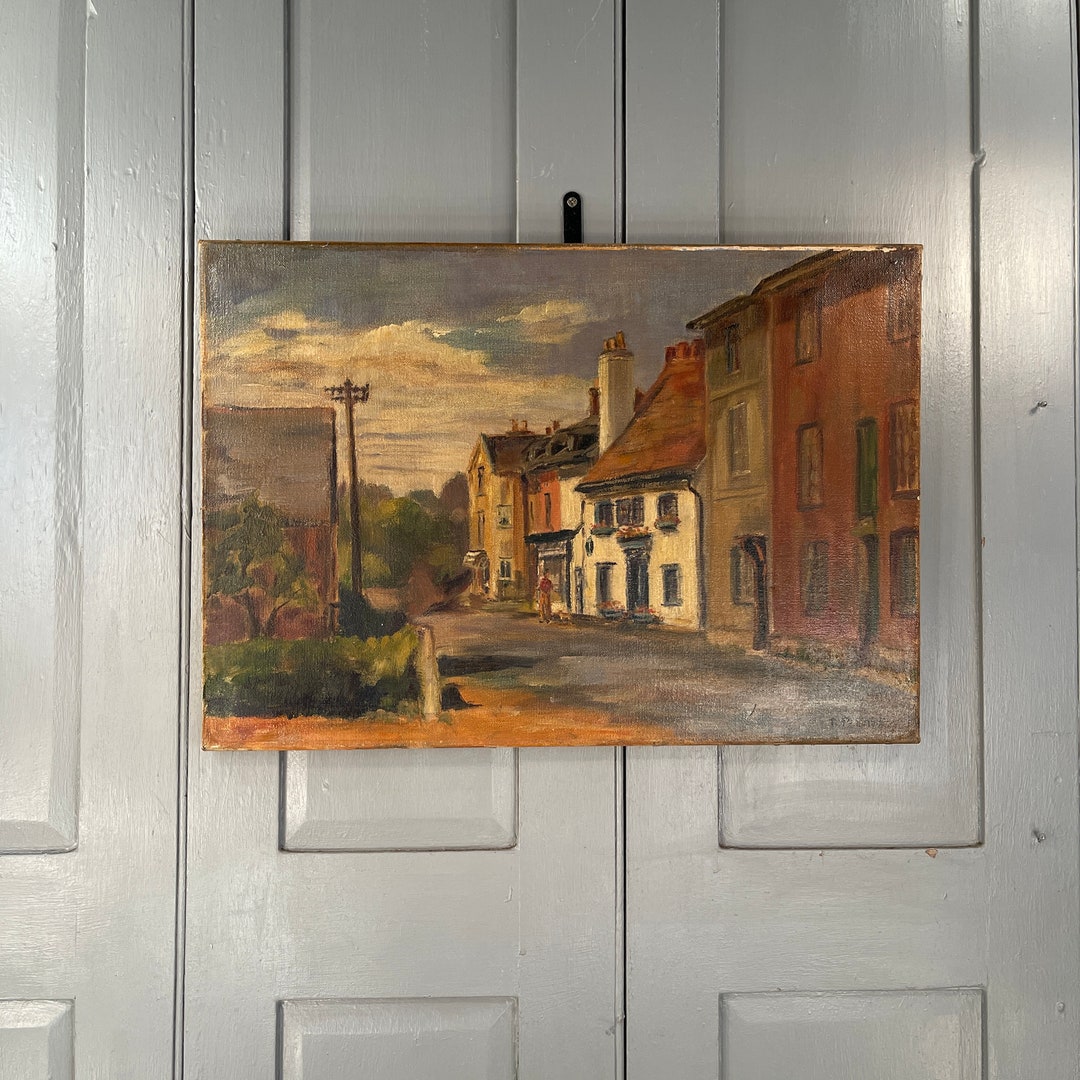 Antique Vintage Impressionist Townscape Oil Painting of Wootton Signed ...