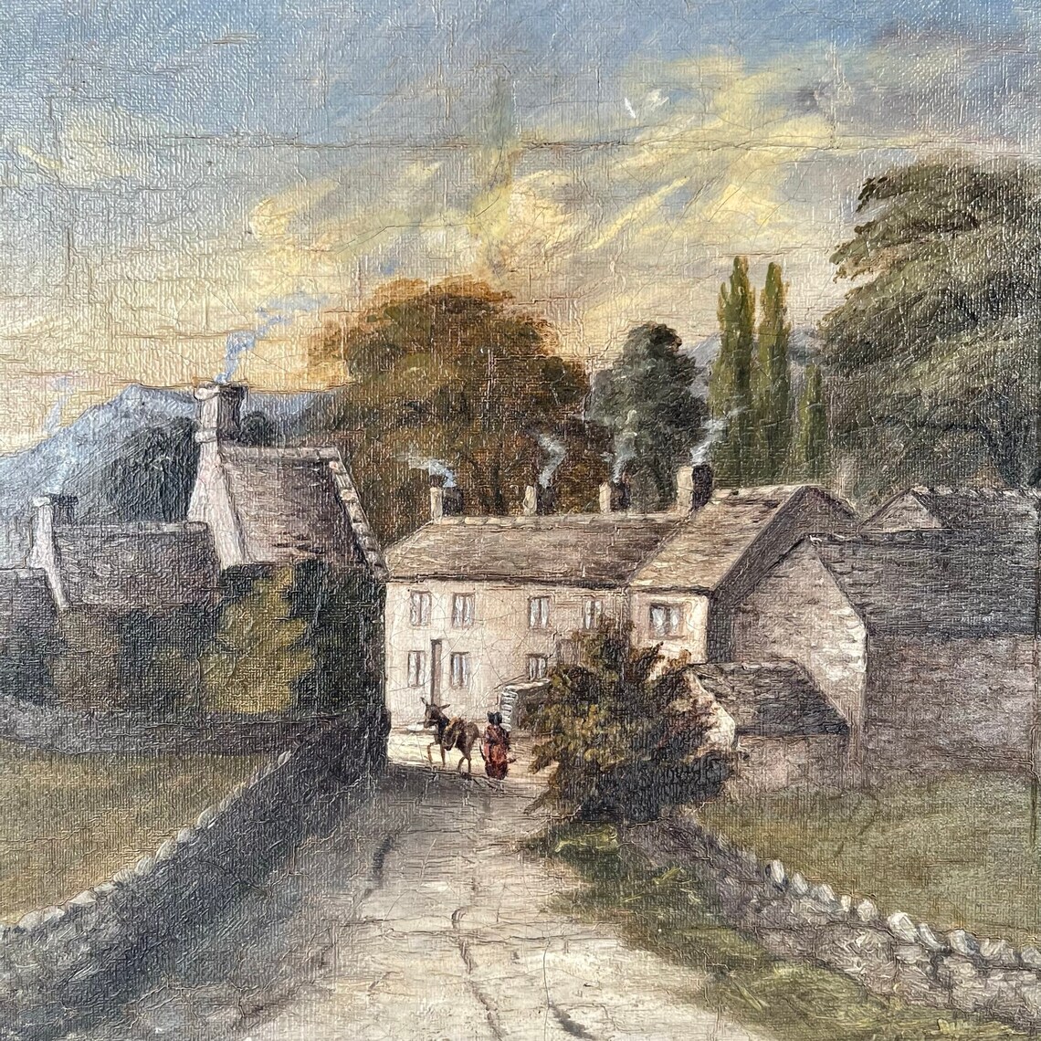 Antique Victorian Landscape Oil Painting of Hamlet - Etsy