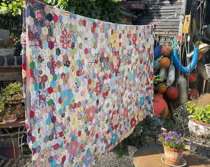 Large Vintage Handmade Patchwork Quilt Bedspread Counterpane - Etsy