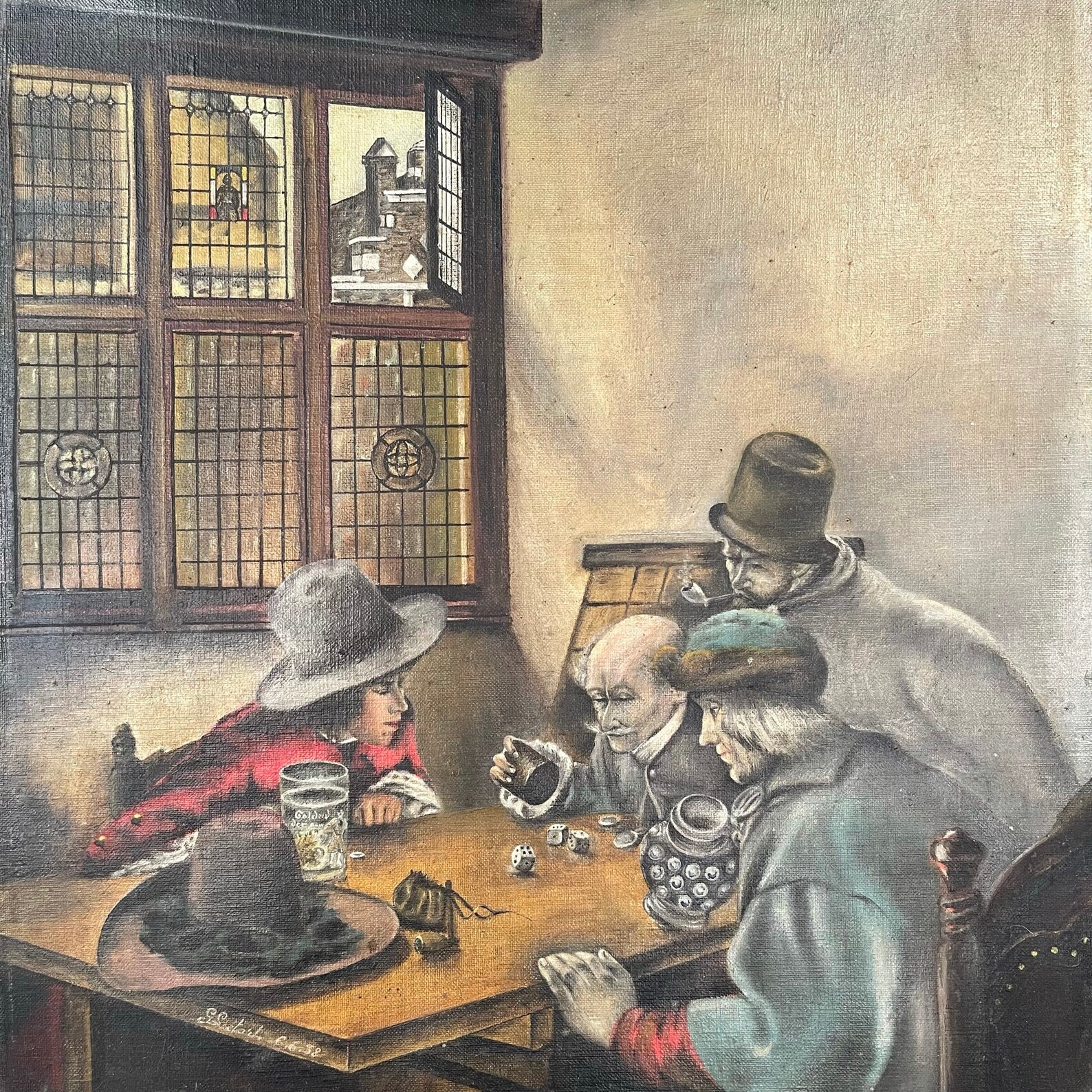 Antique Dutch Flemish Oil Painting Study of Four Men Playing | Etsy UK