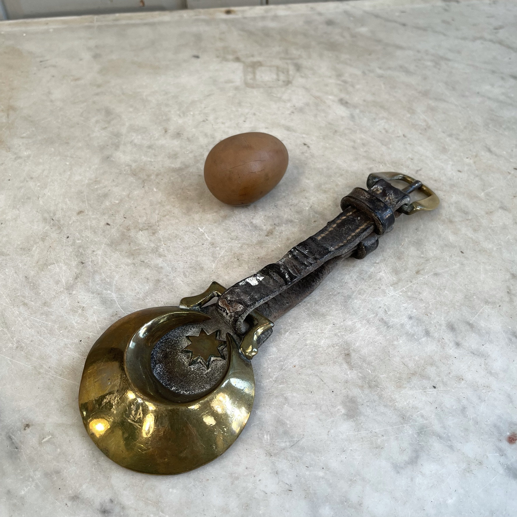 Antique Victorian shire horse brass on leather strap | Etsy